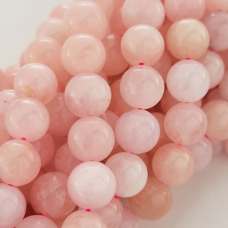 Pink Morganite Rare Gemstone Beads, Natural Round Smooth Beryl (6mm 8mm ...
