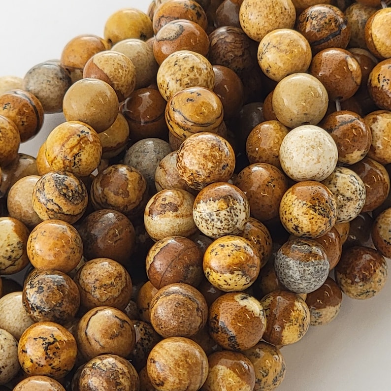 Picture Jasper Beads: Natural Smooth Round Gemstone (4mm 6mm 8mm 10mm ...