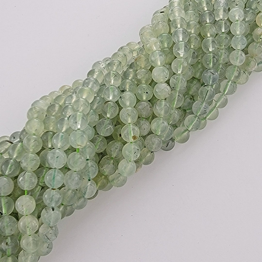 Prehnite Beads: Green Natural Smooth Round Genuine Gemstone (4mm 6mm ...