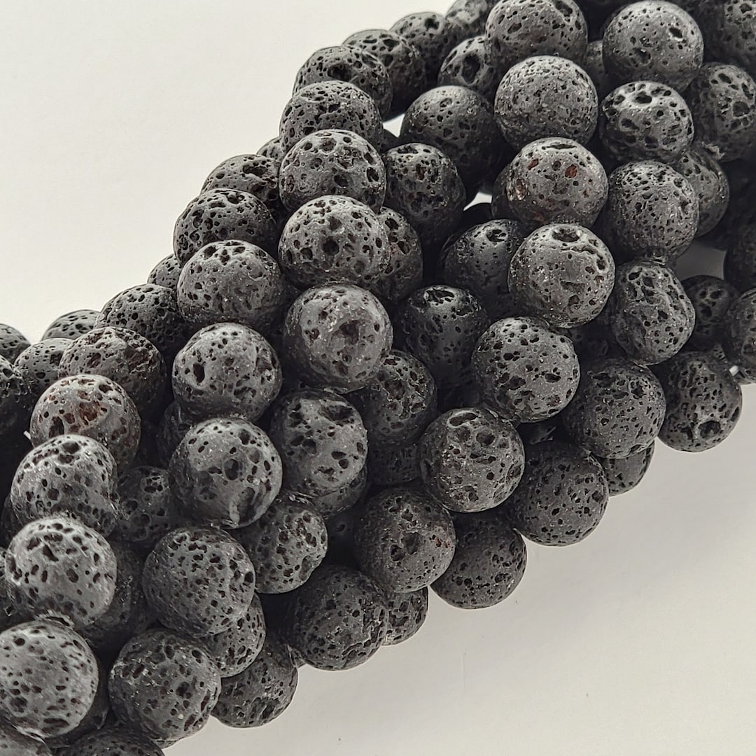 Lava Beads Basalt Rock Gemstone Geniune Natural Smooth Round Beads ...