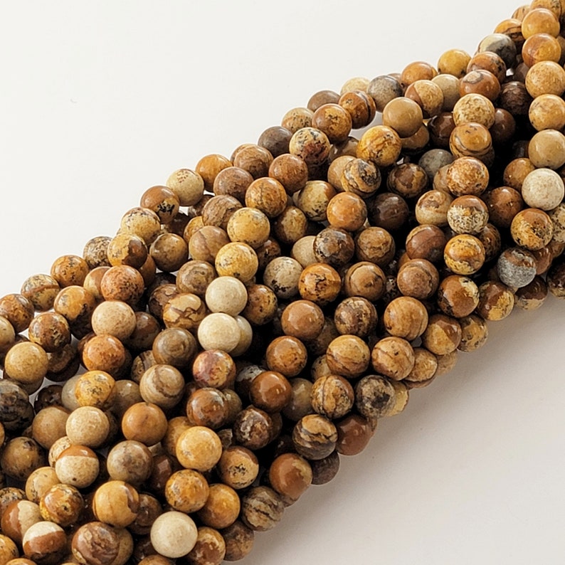 Picture Jasper Beads: Natural Smooth Round Gemstone (4mm 6mm 8mm 10mm ...
