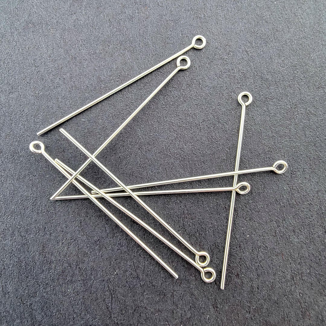 Anti-tarnish Sterling Silver Eye Pins 22 Gauge - 1.5 or 2 Inch (10 Pcs ...