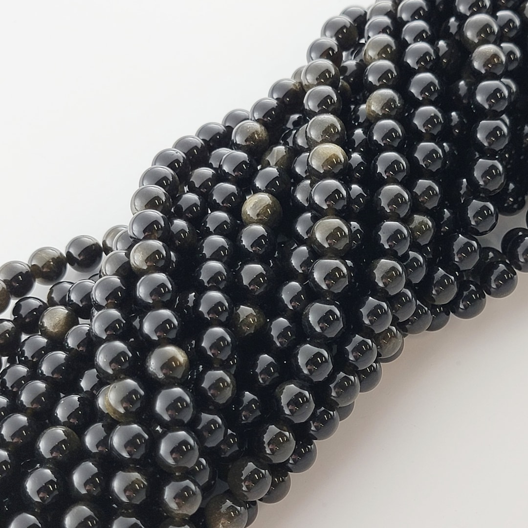 Golden Obsidian Natural Smooth Round Beads Natural Stone 4mm 6mm 8mm ...