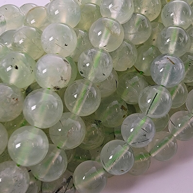 Prehnite Beads: Green Natural Smooth Round Genuine Gemstone (4mm 6mm ...