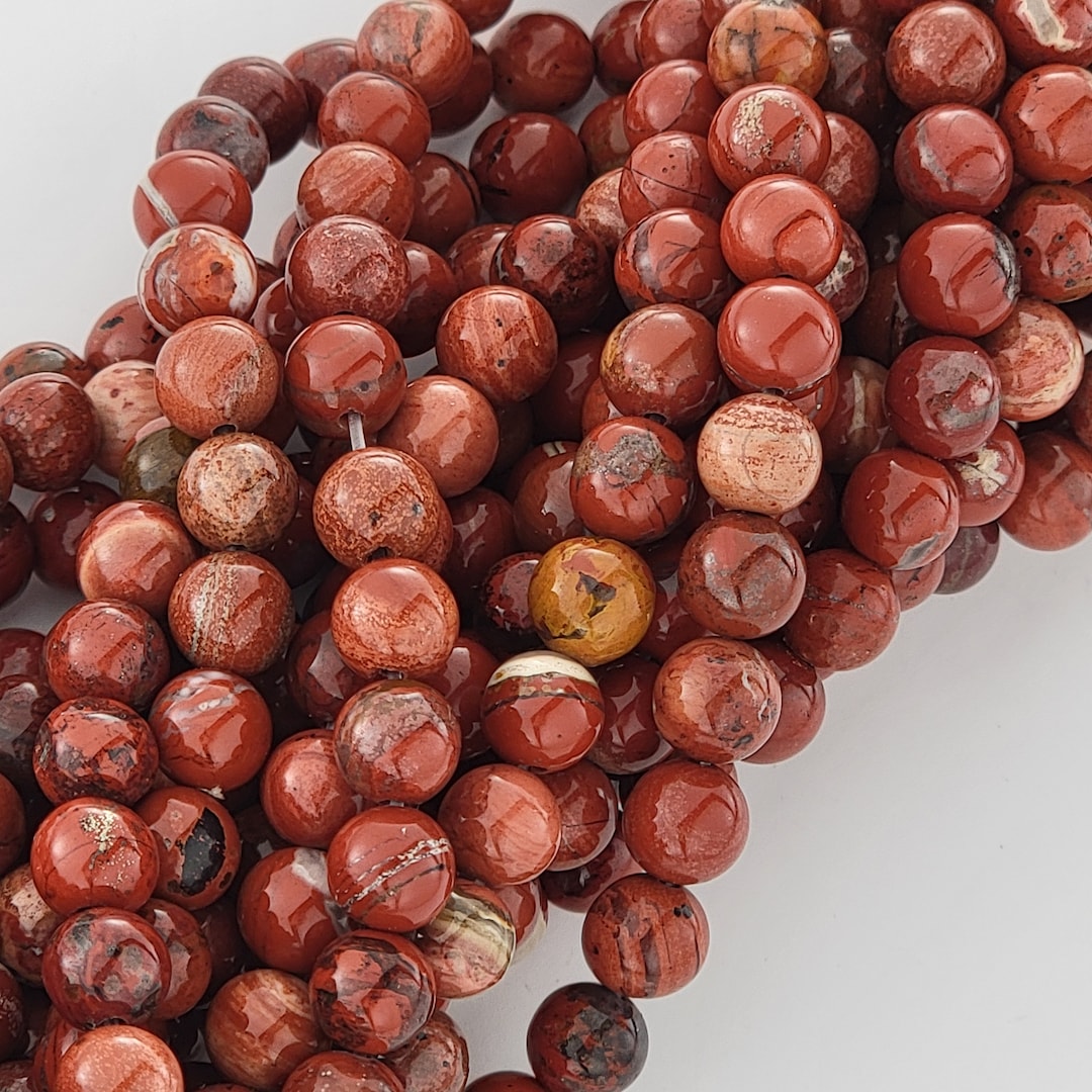 Red Jasper Beads Red Orange Gemstone Natural Smooth Crystal Round Beads ...
