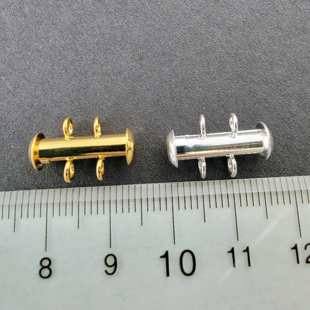 Multi-strand Slide Clasp, Vertical Bars, 17mm - Silver or Gold Plated ...