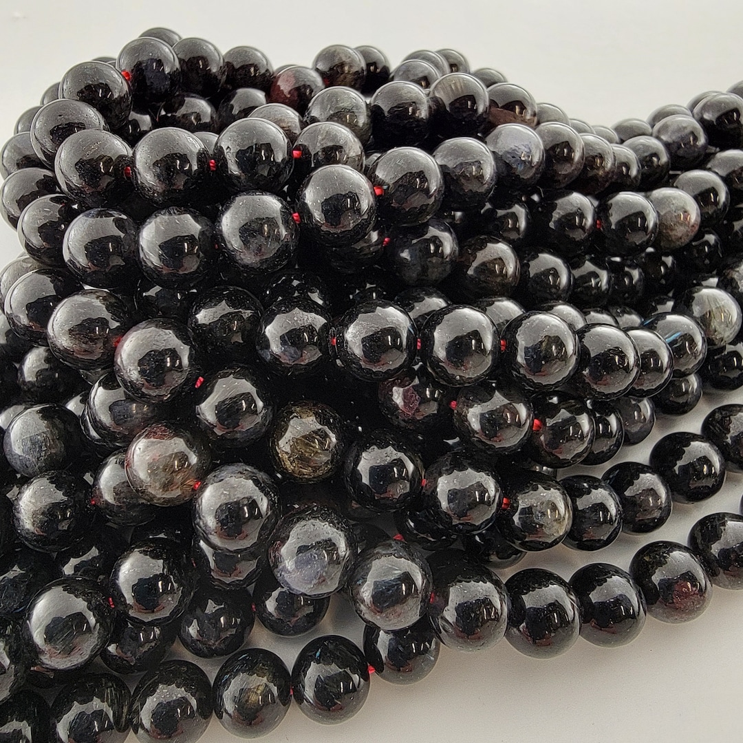 Astrophyllite Gemstone Golden Flash Beads Natural Smooth Round Crystal ...