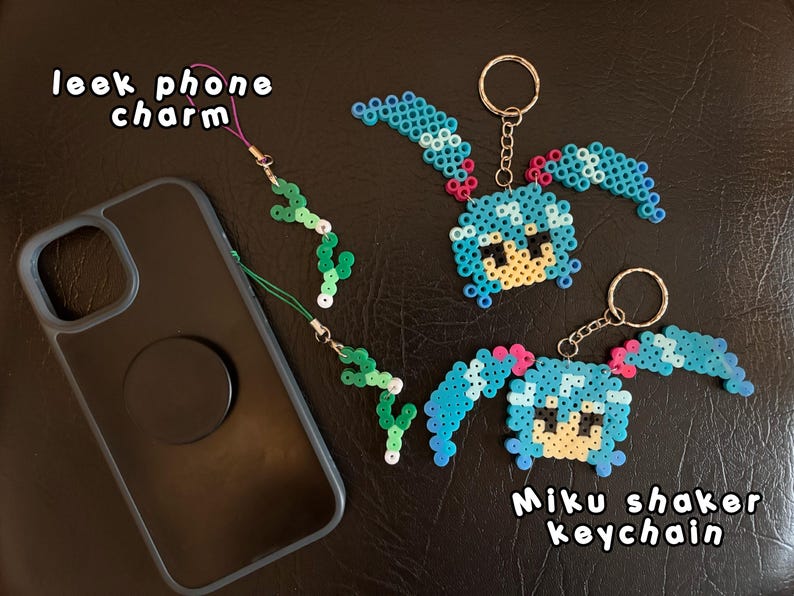 Miku Shaker Keychain and Leek Phone Charm - Etsy