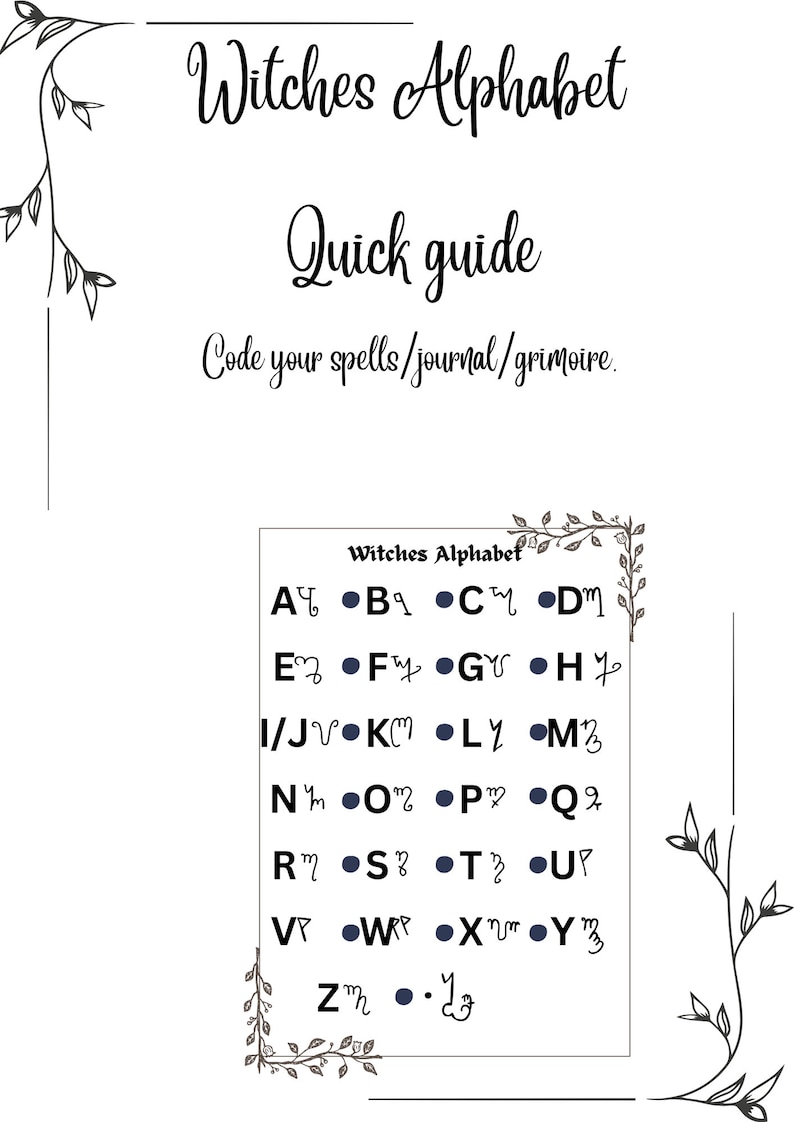 Witches Alphabet | Witches Secret Code | Book of Shadows | Grimoire ...