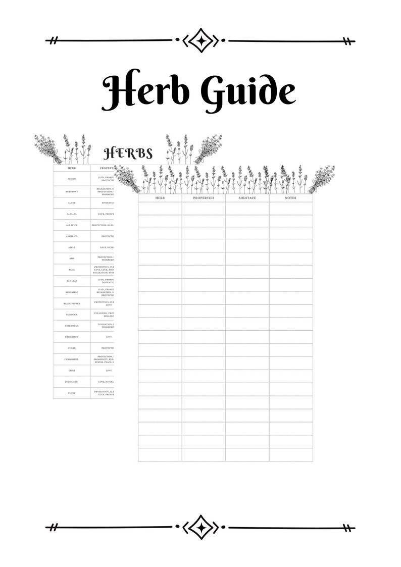 Herb Guide - Digital Herb Guide - Kitchen Witch or Spell Jar Herbs ...
