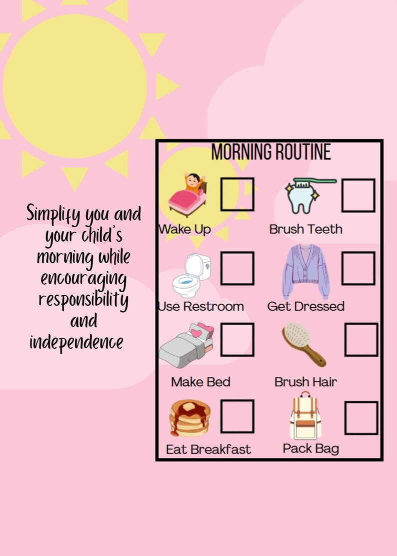 Children's Morning Routine Chart, Printable Morning Routine, Visual ...