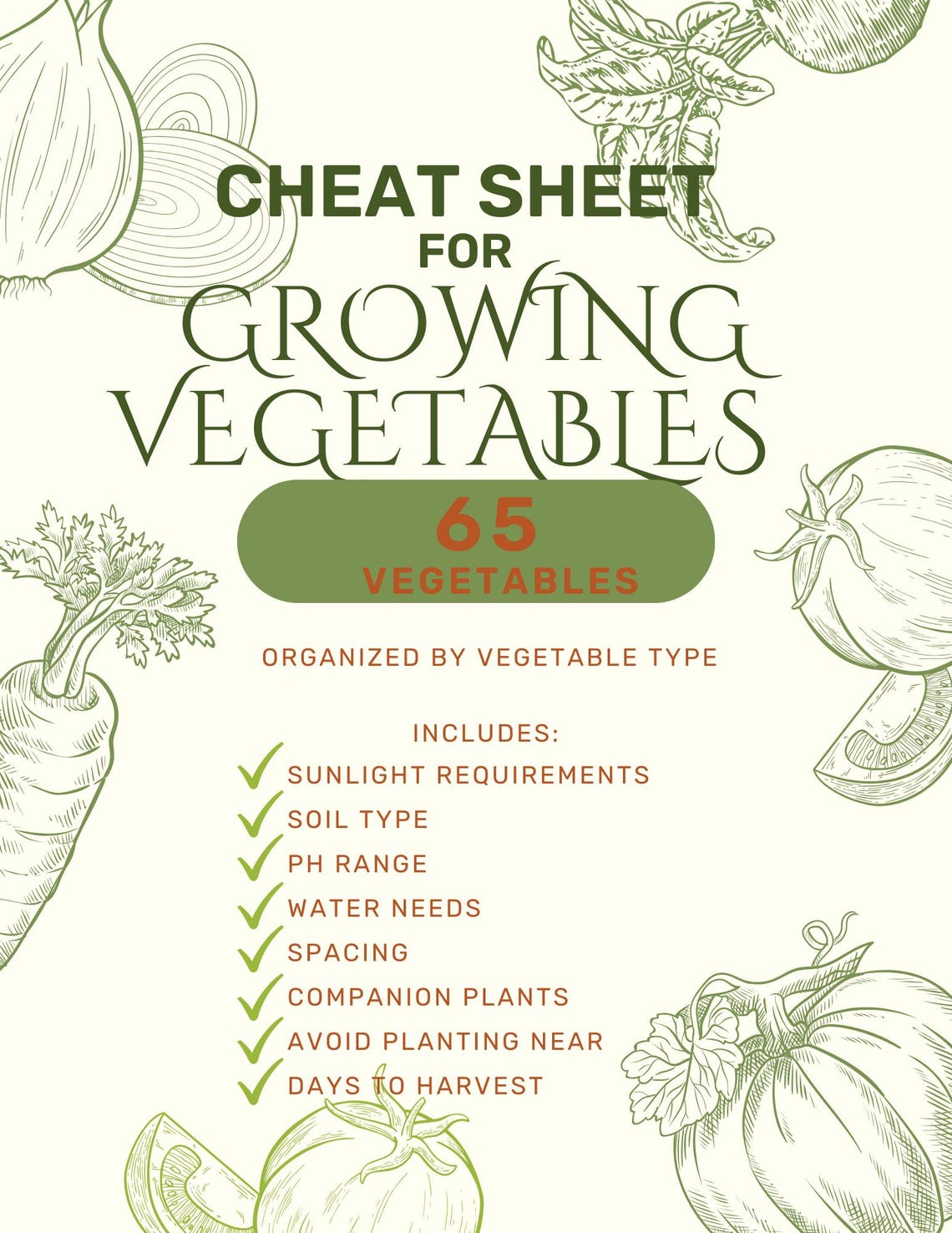 Cheat Sheet for Growing Vegetables, Growing Guide, Printable Vegetables ...