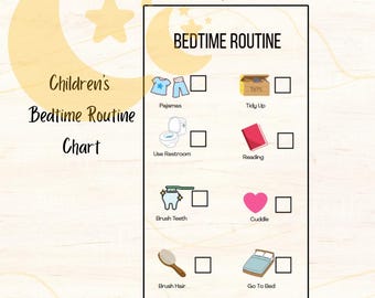Children's Bedtime Routine Chart, Printable Bedtime Routine, Visual ...
