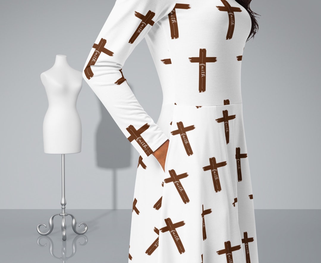 Modest Church Dress, Christian Dress With Cross Design for Worship ...