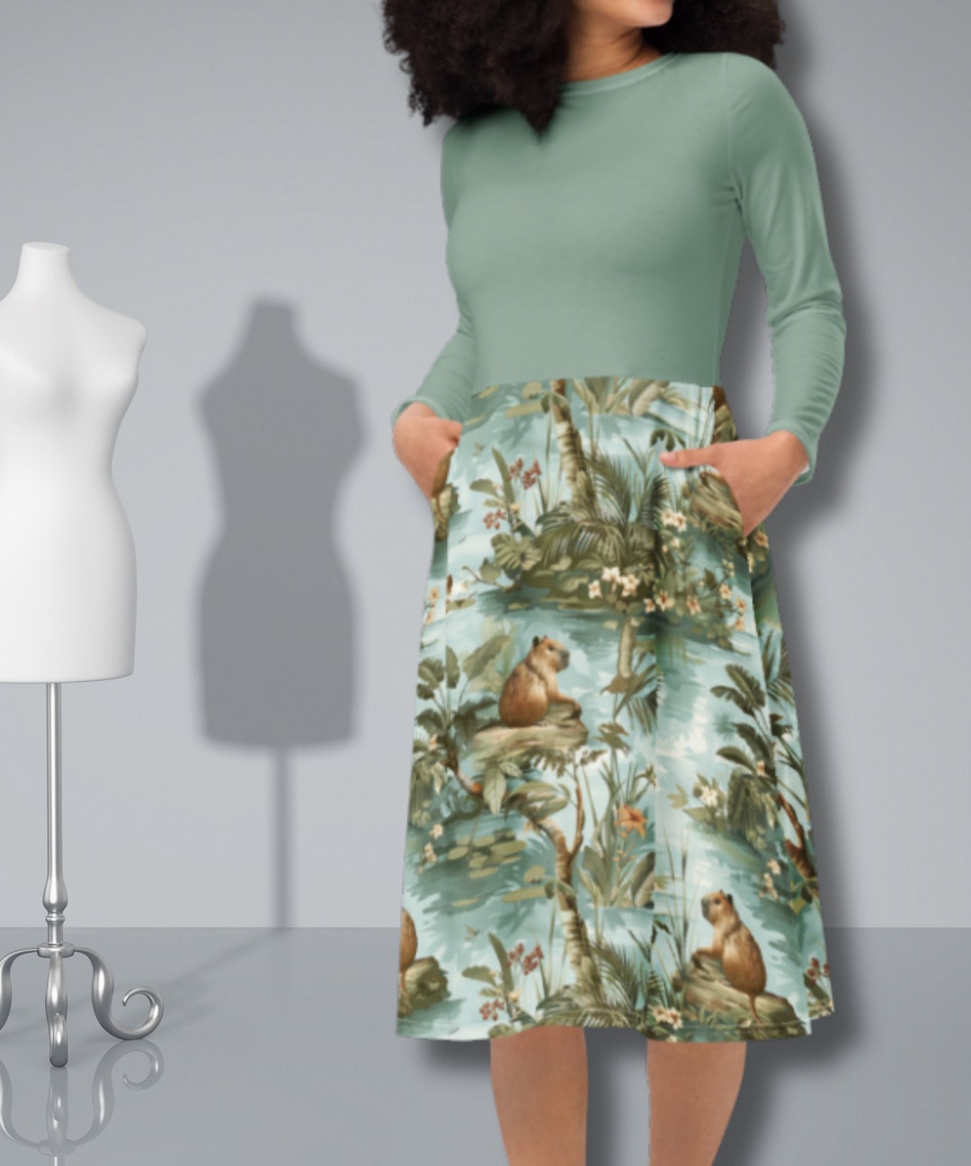 Capybara Crewneck Dress, Capybara Dress, Guinea Pig Dress, Animal Dress ...