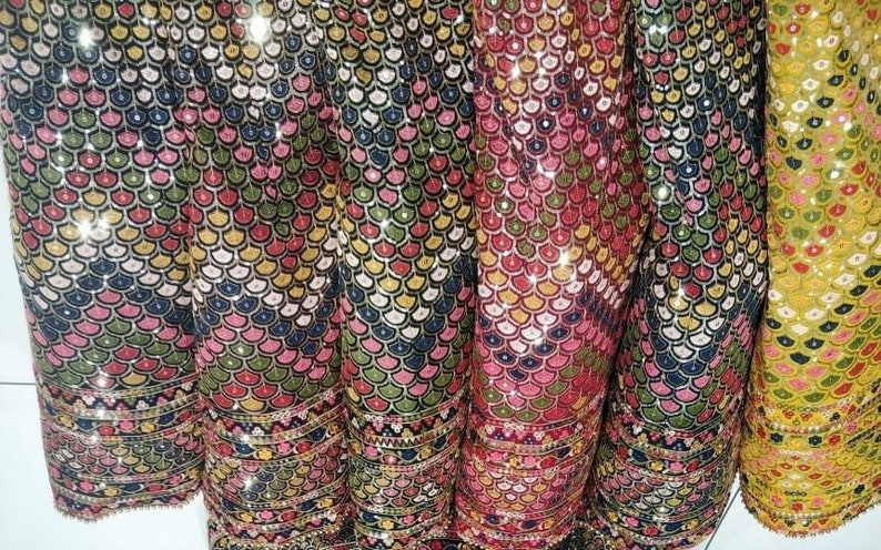 Gujarati Style With Mirror Work and Thread Work Multi Colour Full ...