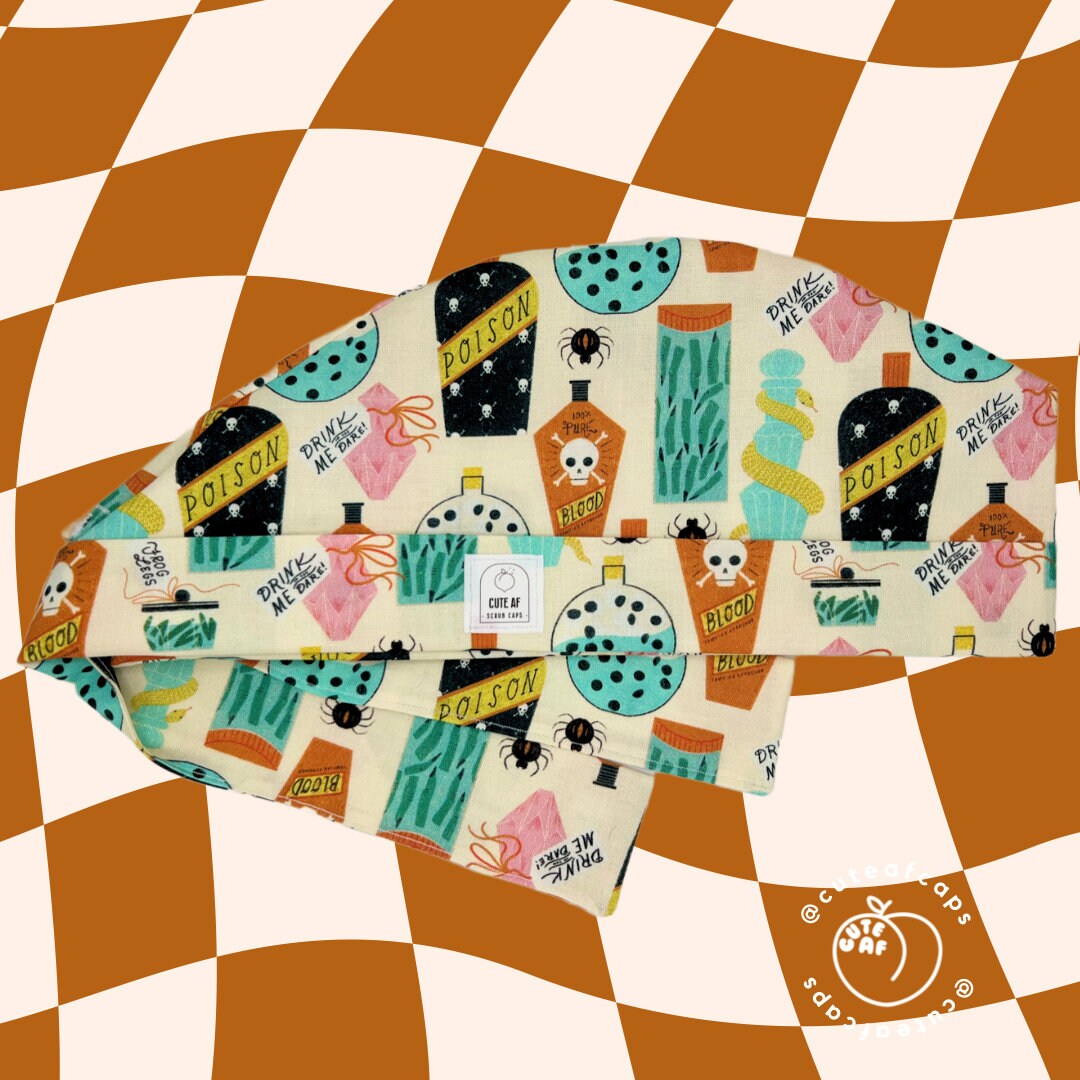Scrub Cap/surgical Cap Pixie Style Tie Back Pick Your Poison Cuteafcaps ...