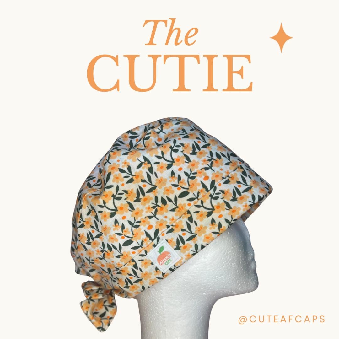 Women’s Scrub Cap/surgical Cap Pixie Style Tie Back - Clementine Bloom ...