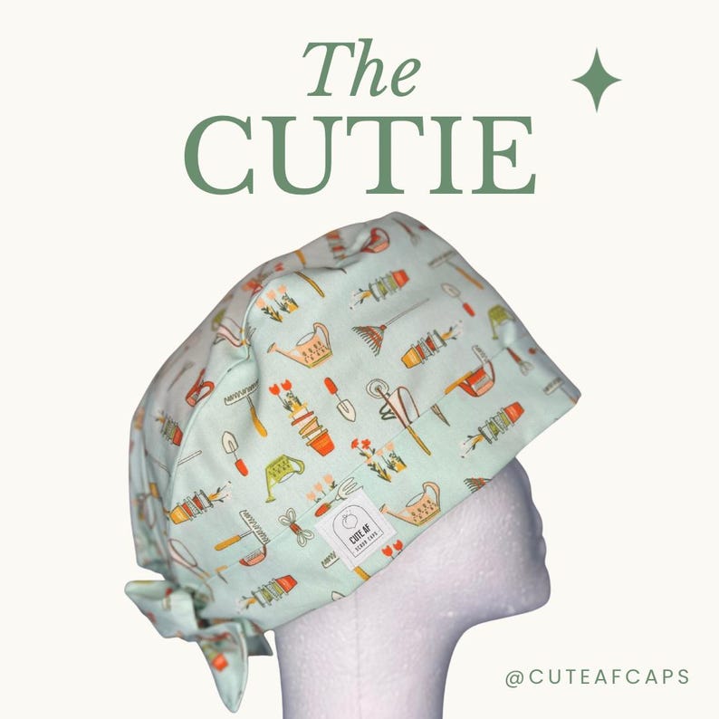 Women’s Scrub Cap/surgical Cap Pixie Style Tie Back - Garden Girlies ...
