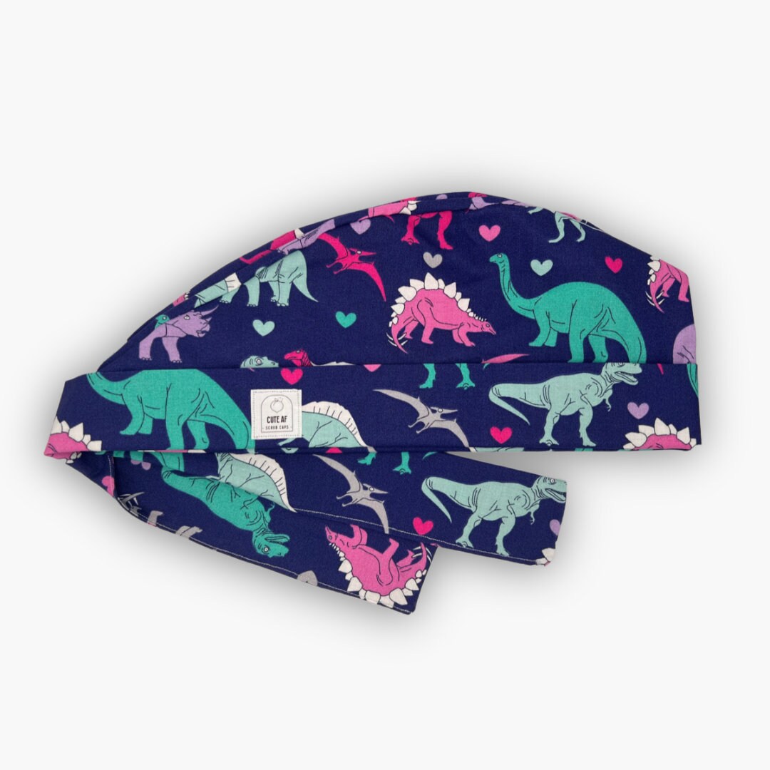 Scrub Cap/surgical Cap Pixie Style Tie Back Dinosaurs in Love ...
