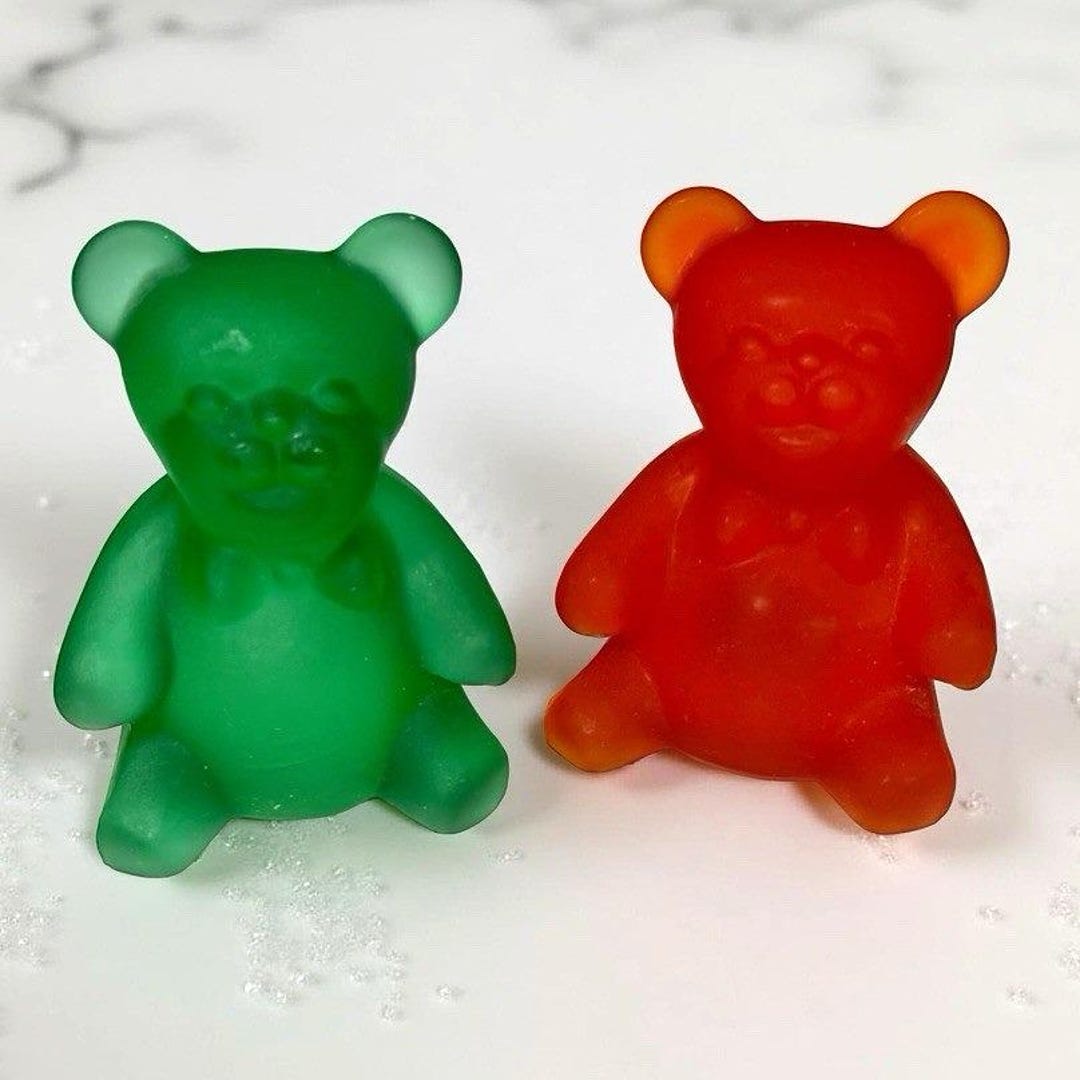 Retro Satin Art Glass Gummy Bear Paperweights, Set of 2 - Etsy