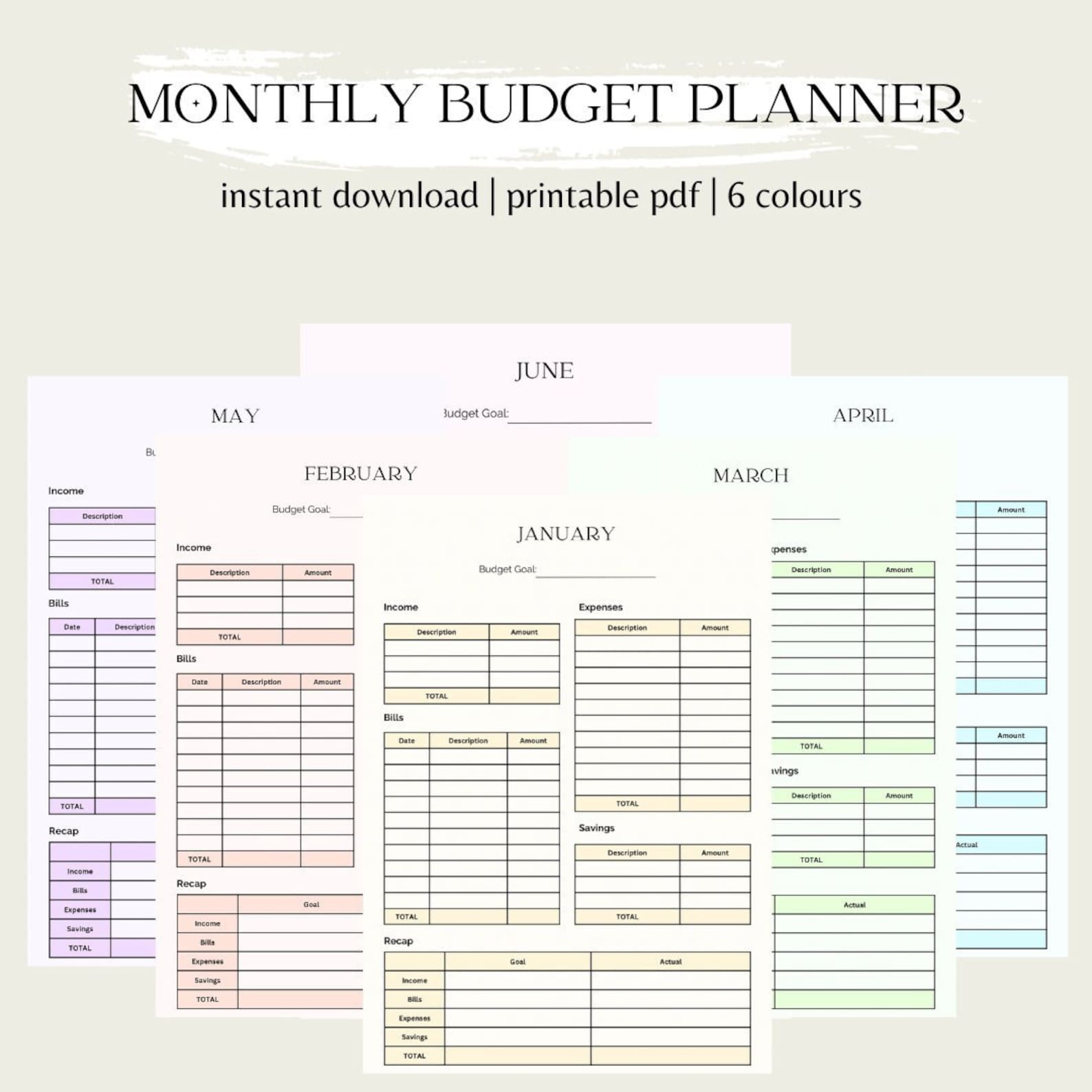 Printable Monthly Budget Planner - Etsy