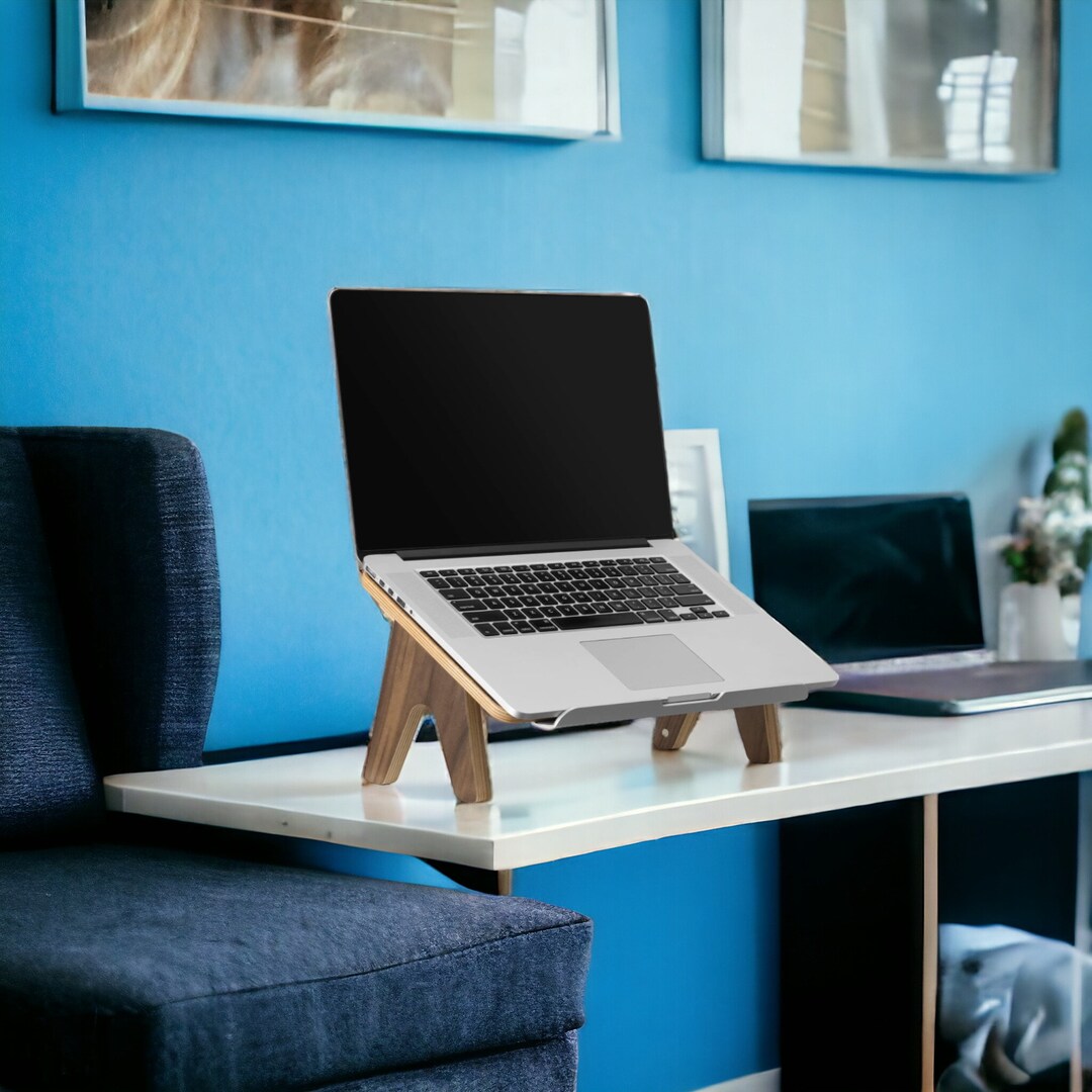 Wooden Laptop Stand Walnut Wood Raiser Notebook Stand Folding Laptop ...