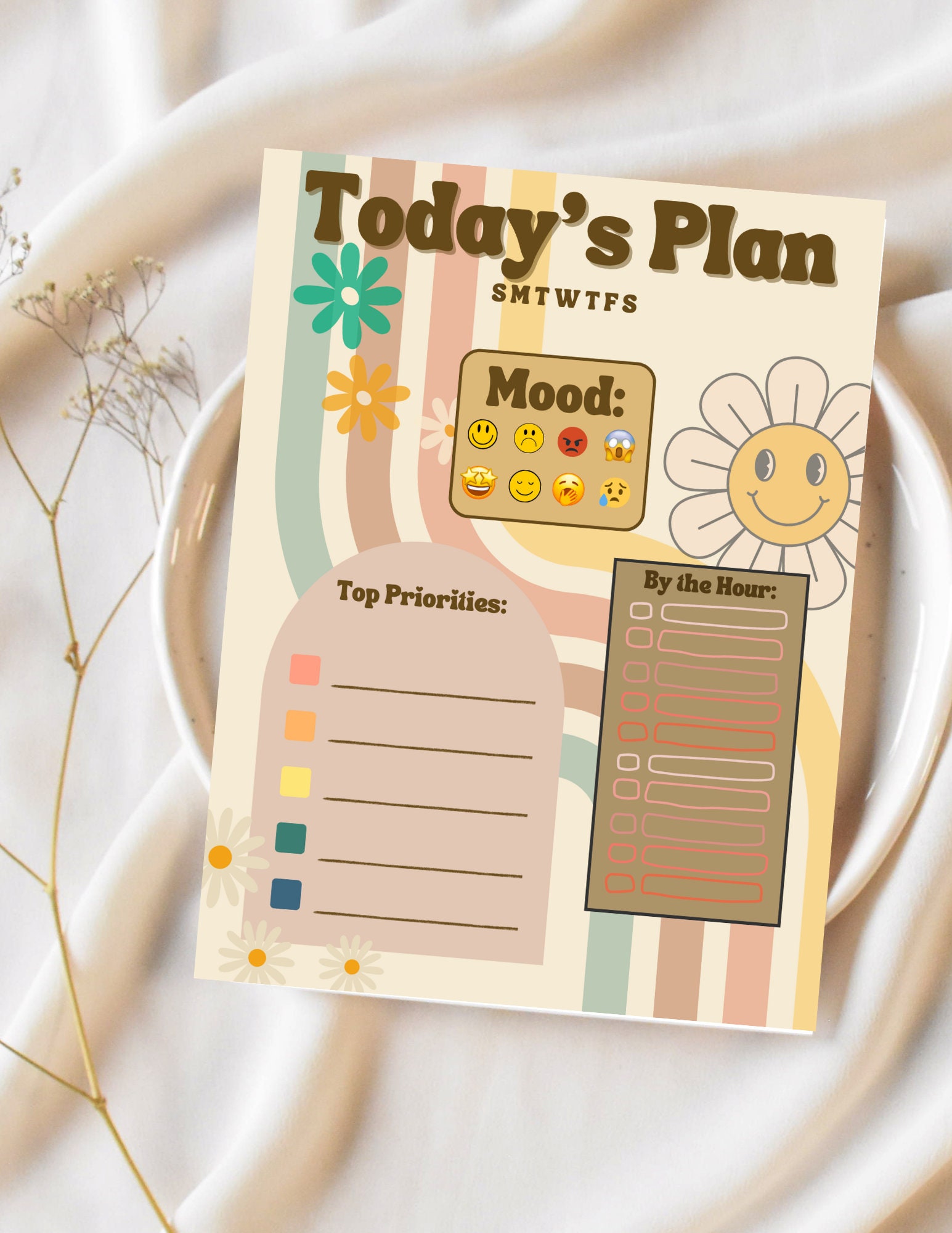 Groovy 70s Theme Daily Planner Page Digital Printout - Etsy