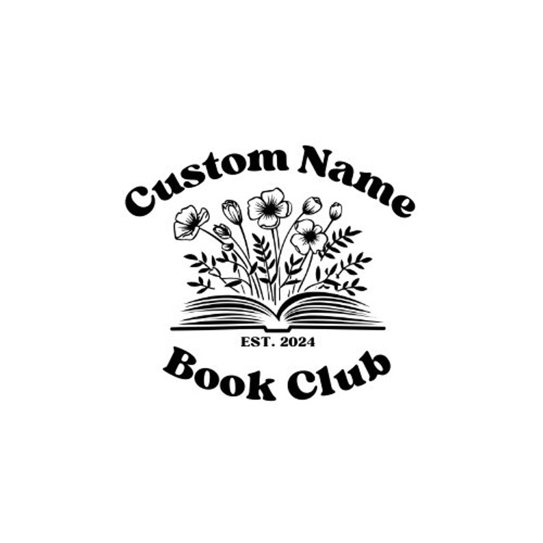 Custom Book Club Logo - Flower Book - Canva Template - Etsy