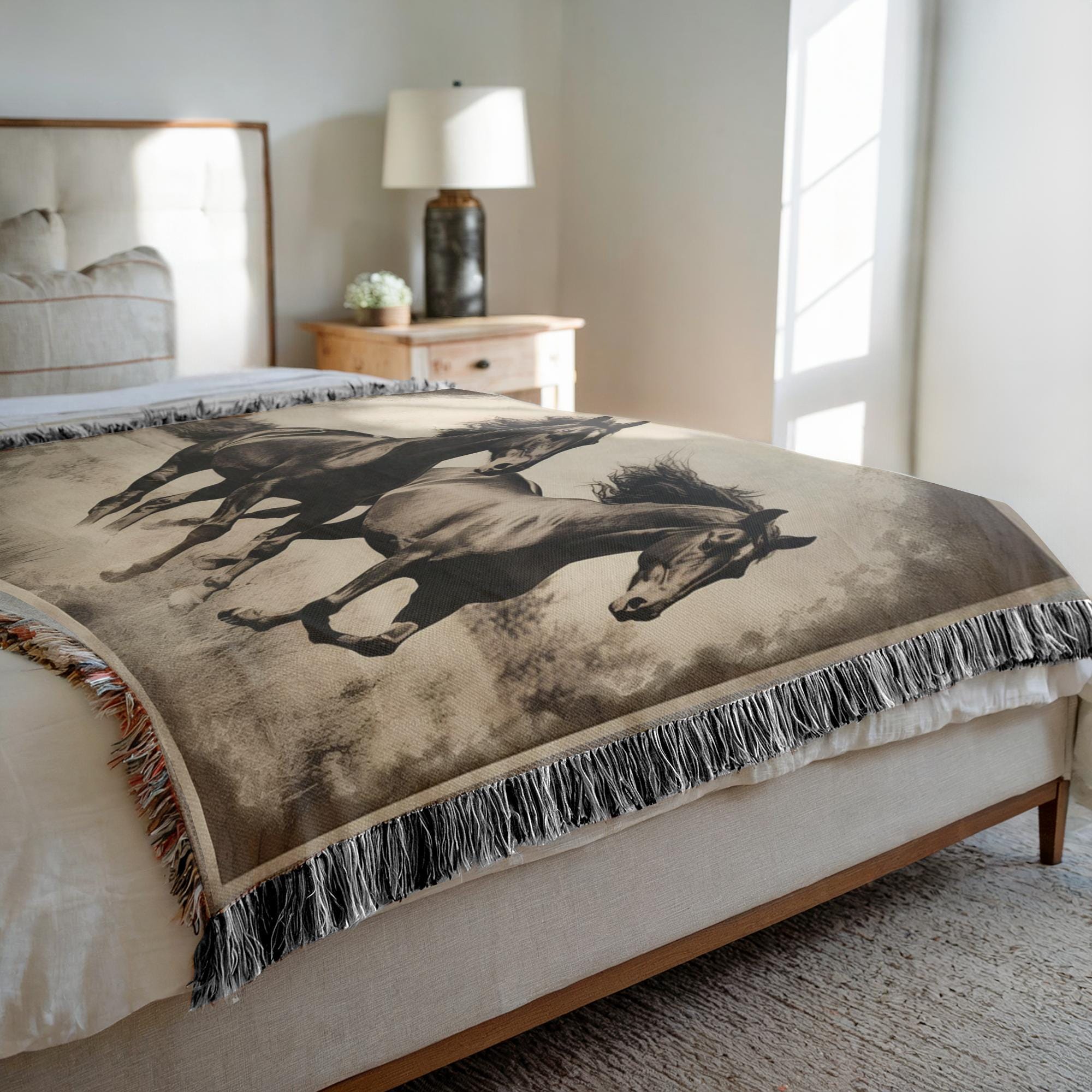Woven San Marcos Mexican Swap Meet Vintage Horses Blanket, Cobija ...
