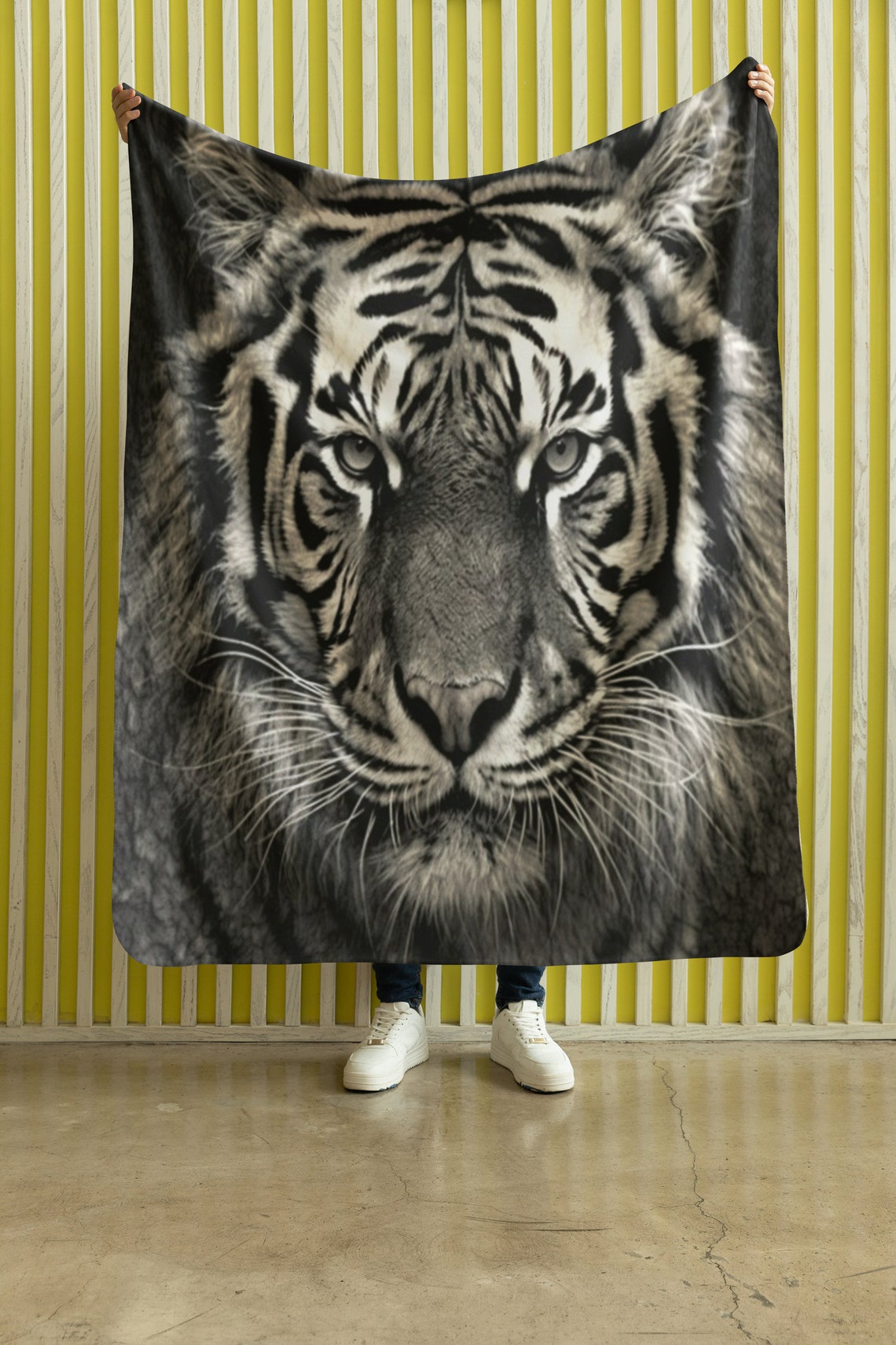 San Marcos Style Mexican Blanket/cobija. 60 X 80” / Vintage White Tiger ...