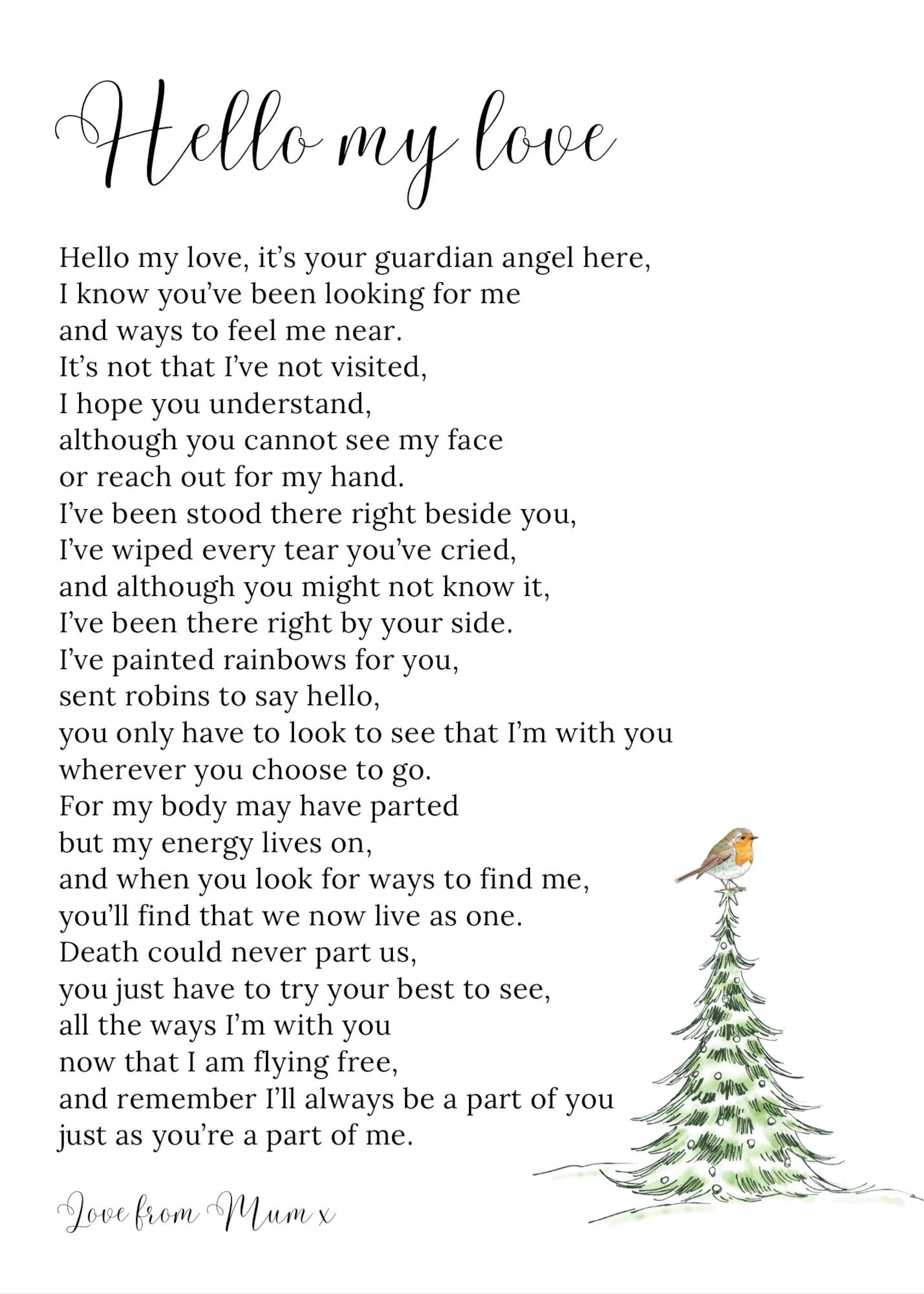 Hello My Love, Letters From Heaven Poem - Etsy