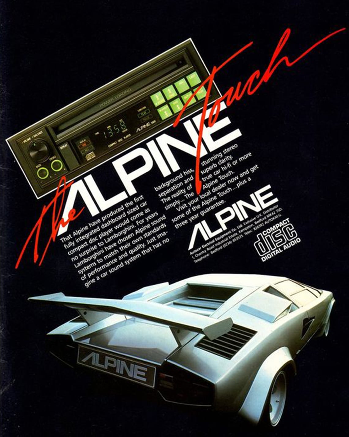 White Lamborghini Countach Alpine Radio CD Changer Car Audio Systems ...