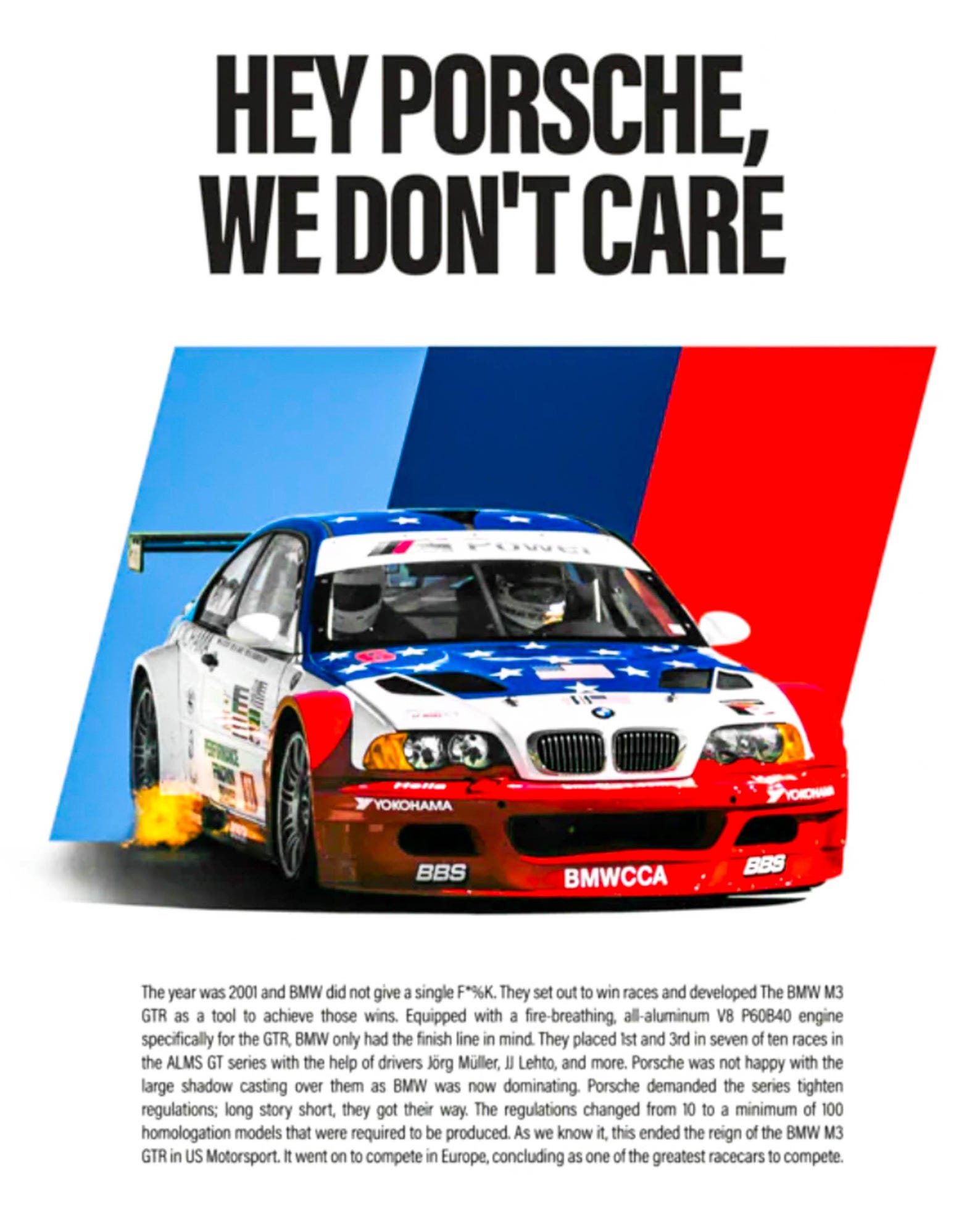 BMW E46 M3 GTR CSL Competition Z3M Racecar Hey Porsche 8x10 Poster ...