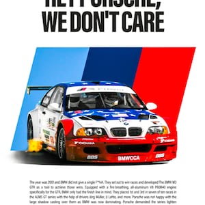 BMW E46 M3 GTR CSL Competition Z3M Racecar Hey Porsche 8x10 Poster ...