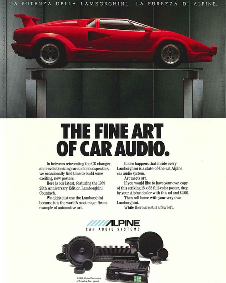 White Lamborghini Countach Alpine Radio CD Changer Car Audio Systems ...