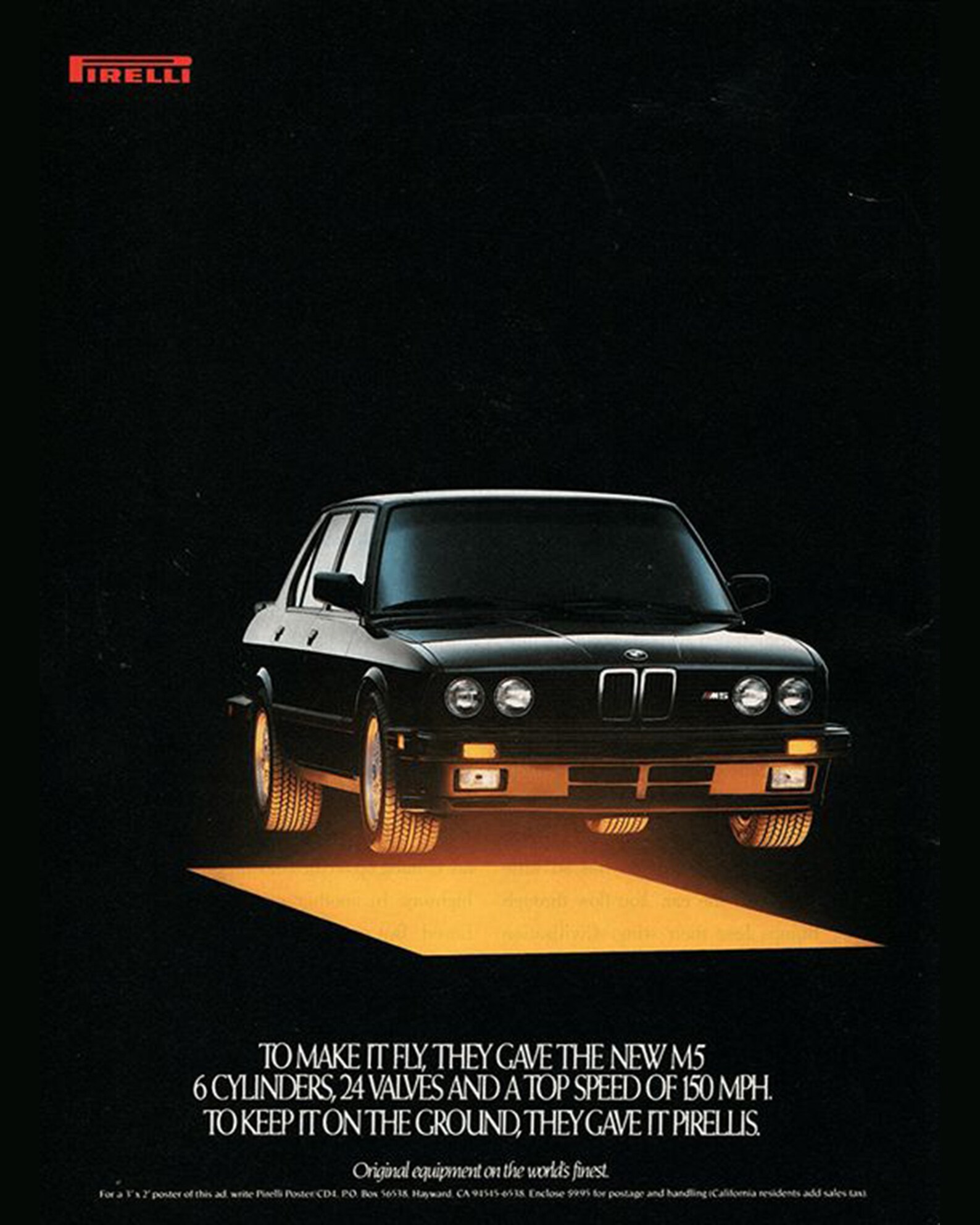 PIRELLI Tires BMW M5 150 MPH 8x10 Poster Print Race Car Vintage Style ...