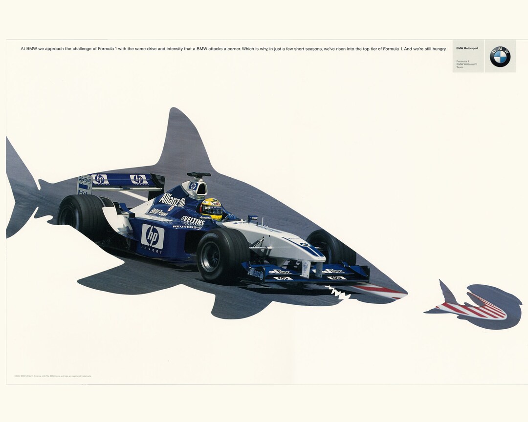 BMW Motorsport Williams F1 Formula 1 Racing Shark Apex 8x10 Poster ...