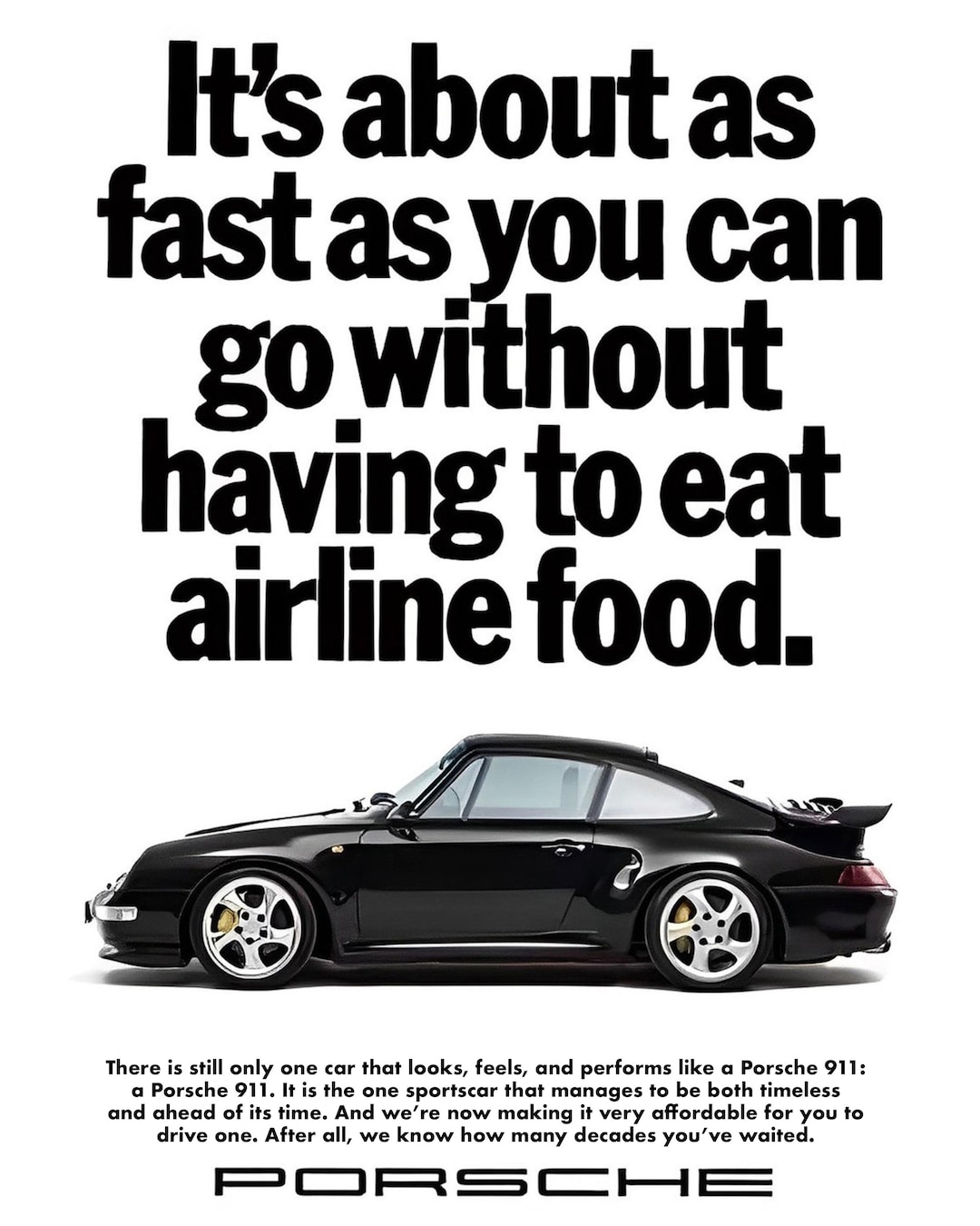 Porsche 911 "fast Airline Food" Poster 8"x10" Print Sports Car Vintage ...