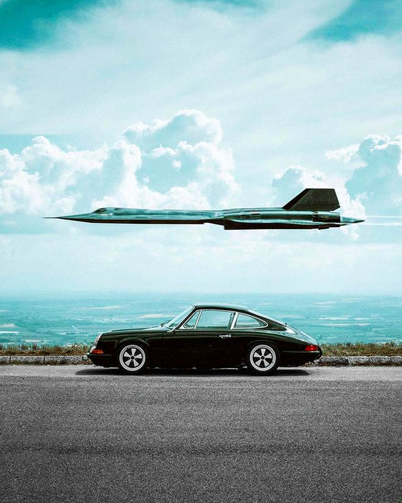Porsche Carrera 911 SR-71 Blackbird Jet Military Airplane Poster 8x10 ...