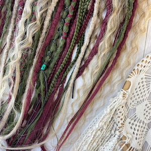 Green Dreadlocks, Blond and Burgundy Synthetic Extensions, Copper Fake ...