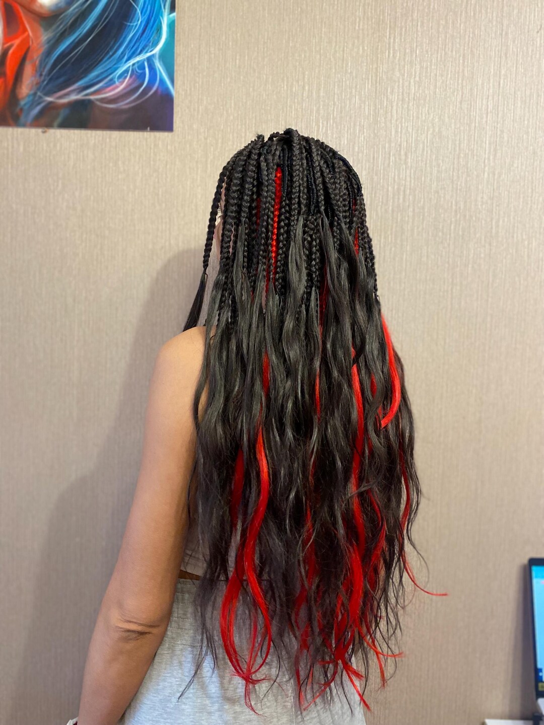 Dark Brown and Red Braid in Dreads With Loose Ends, Soft Synthetic ...
