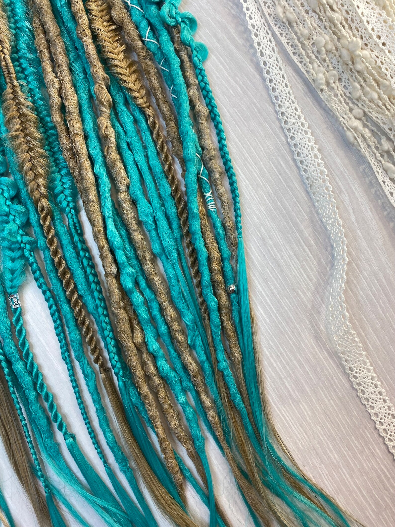 Turquoise & Brown Boho DE Dreads – Textured Synthetic Dread Extensions ...