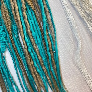 Turquoise & Brown Boho DE Dreads – Textured Synthetic Dread Extensions ...