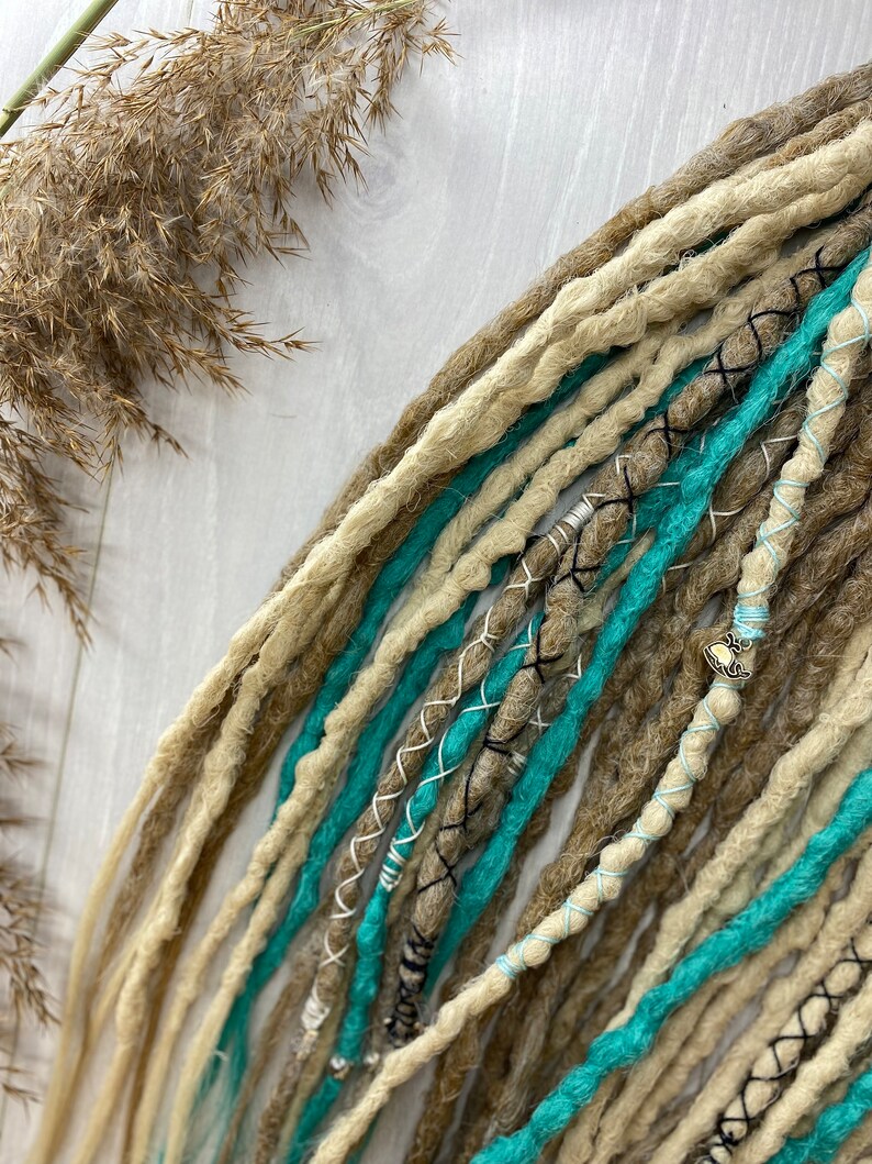 Turquoise Beige Brown DE Dreads – Boho Textured Synthetic Dread ...