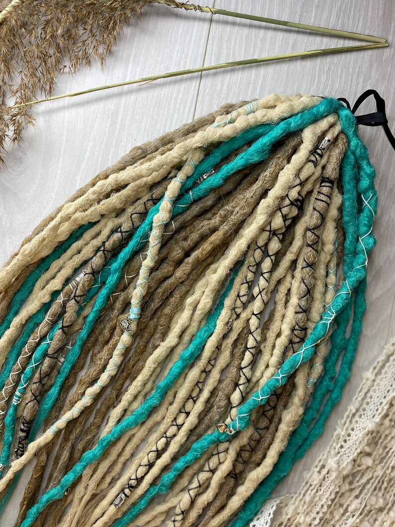 Turquoise Beige Brown DE Dreads – Boho Textured Synthetic Dread ...