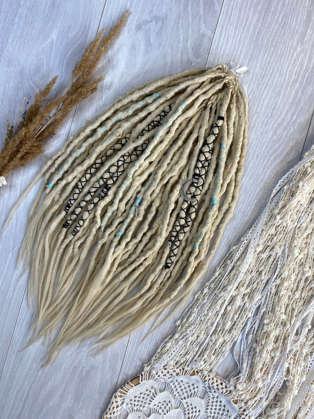 White Blonde Dreadlock Extensions Double or Single Ended, Synthetic ...