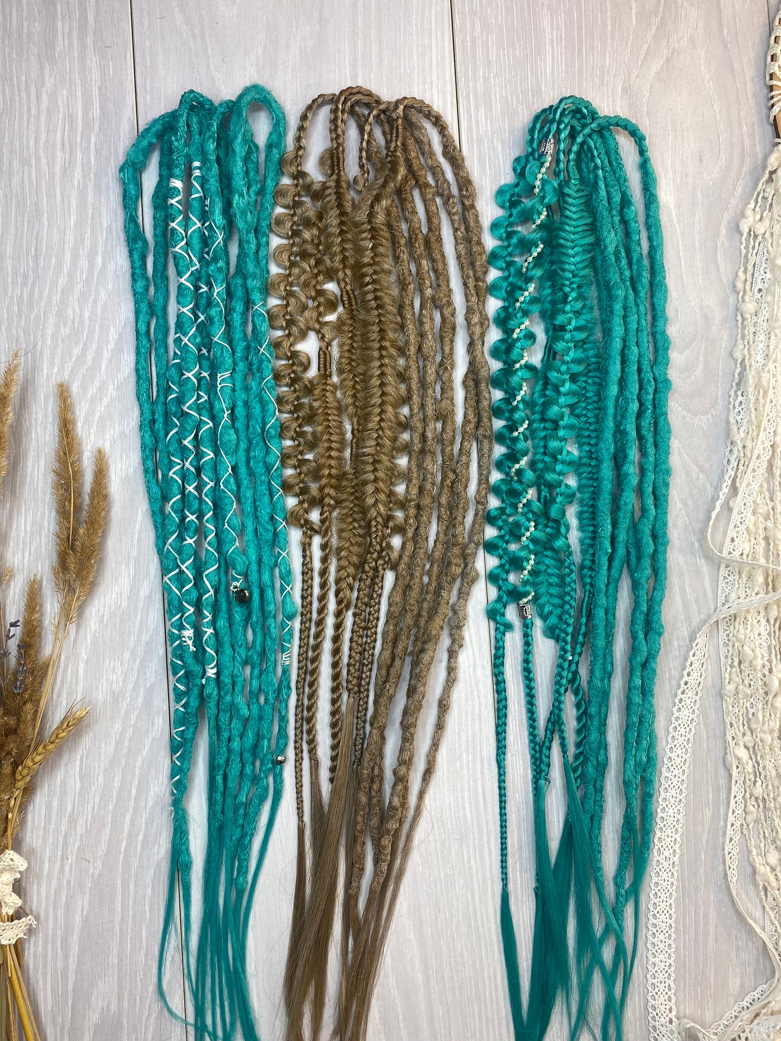 Turquoise & Brown Boho DE Dreads – Textured Synthetic Dread Extensions ...