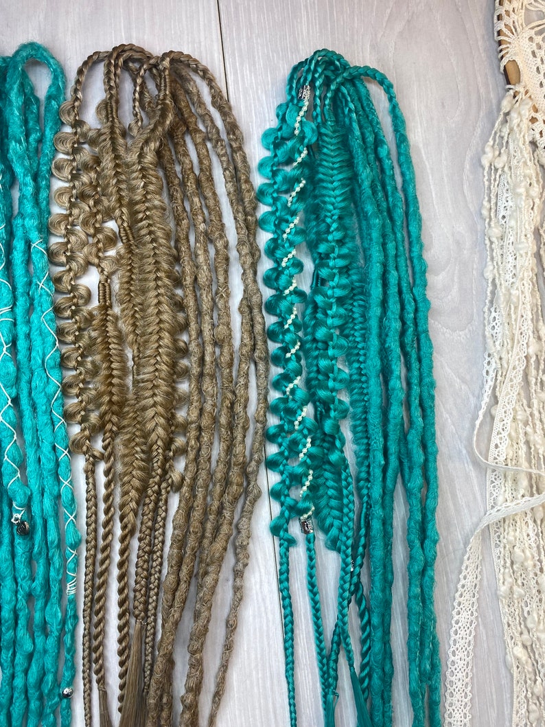Turquoise & Brown Boho DE Dreads – Textured Synthetic Dread Extensions ...