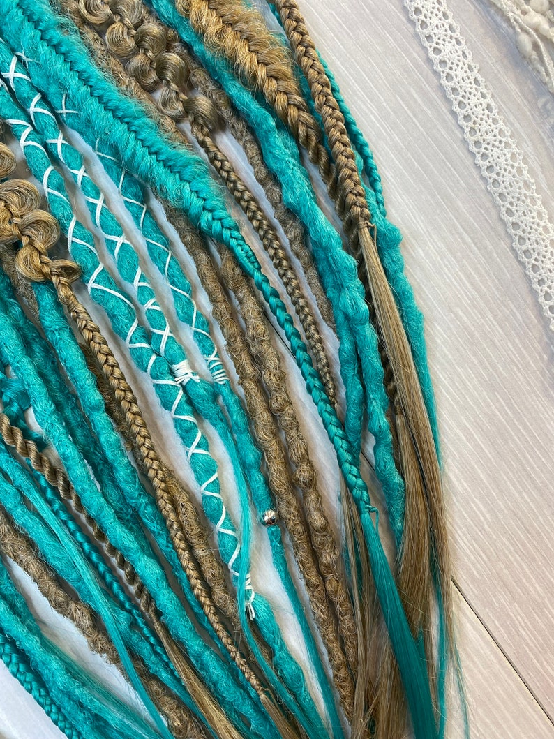 Turquoise & Brown Boho DE Dreads – Textured Synthetic Dread Extensions ...
